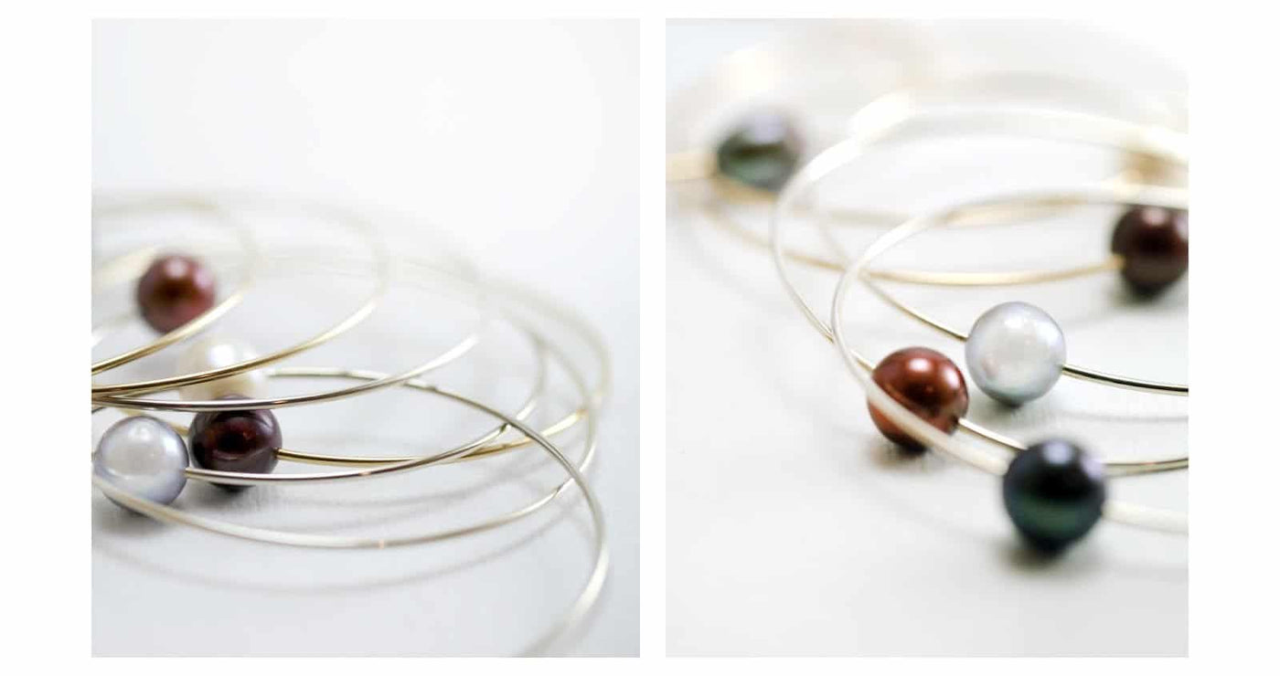 Pearl Bangles - Sterling Silver - Hawaiian Jewelry